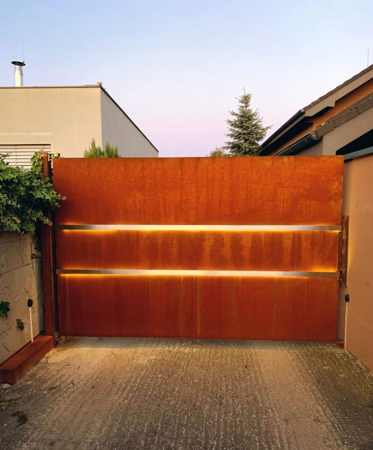 Corten backlit gate